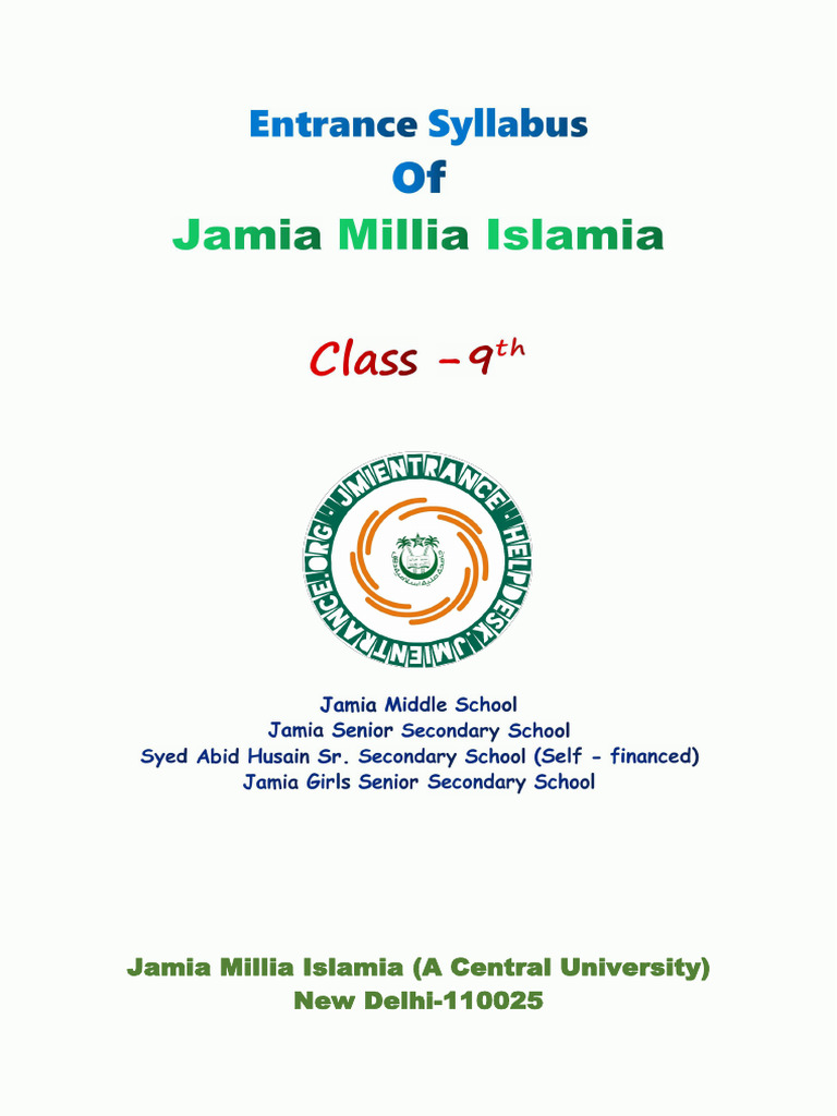 Jamia Entrance Syllabus 9th Class | PDF | Mathematics