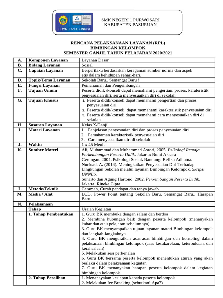 RPL DAN MATERI - Penyesuaian Diri Lingkungan Baru - Sekolah Baru Semangat Baru | PDF