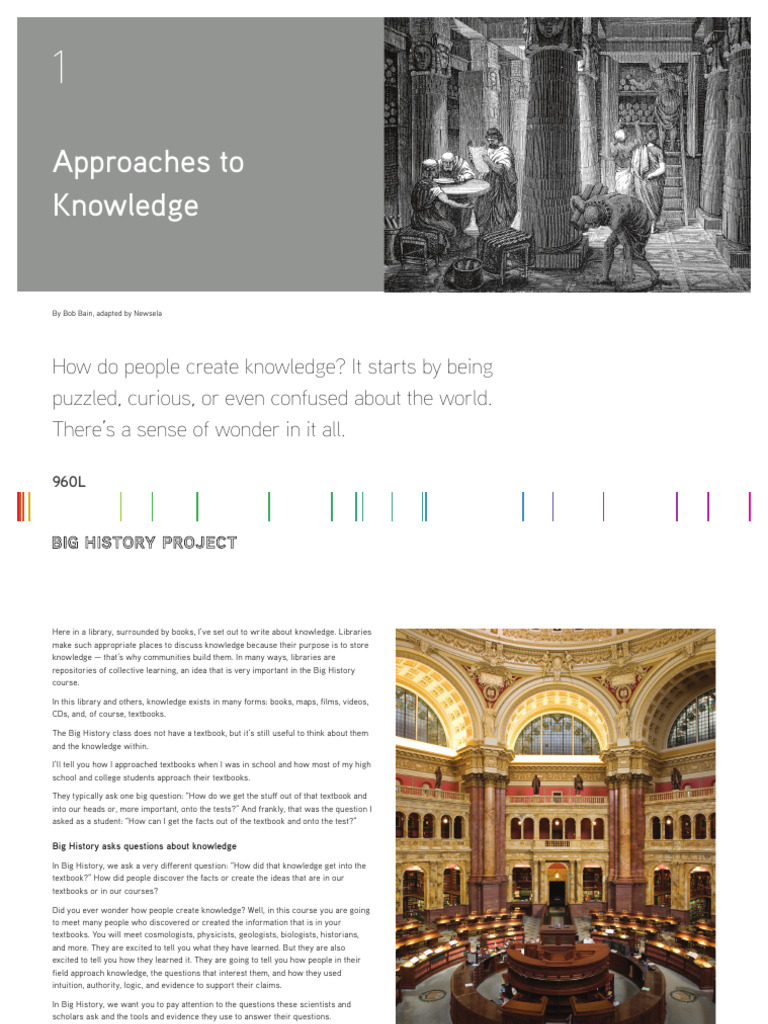 BHP Article 2019 U1-3 Approaches To Knowledge 960L | PDF | Knowledge | Evidence