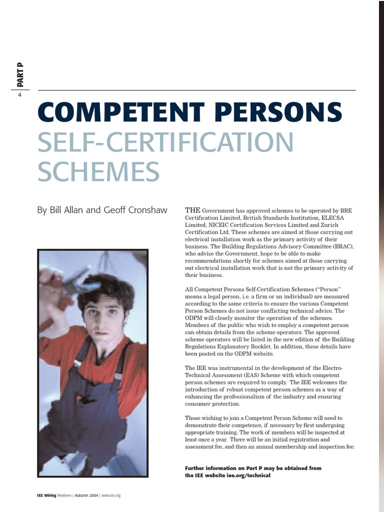 2004 14 Autumn Wiring Matters Part P Competent Persons Self-Certification | PDF