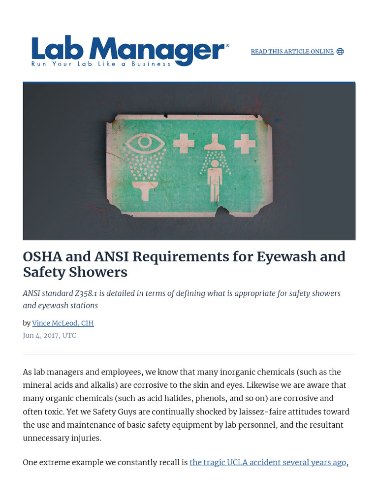 OSHA & ANSI Safety Shower Standards | PDF | Shower | Water