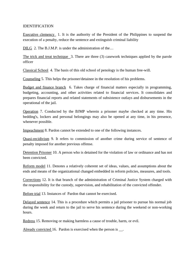 questionnaire (1) | PDF | Prison | Pardon