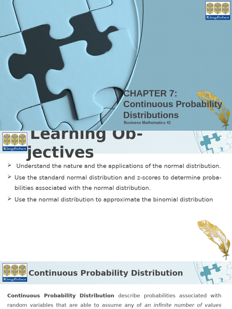 CHAPTER 7 Continuous Probability Distributions | PDF | Probability ...