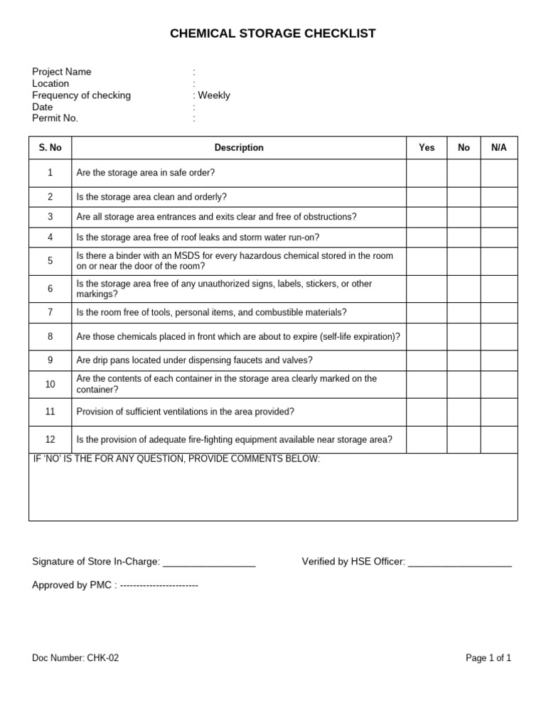 Chemical Storage Inspection | PDF