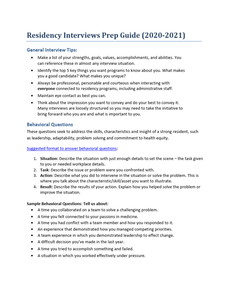 Residency-Interviews-Prep-Guide-20-21 | PDF | Social Psychology