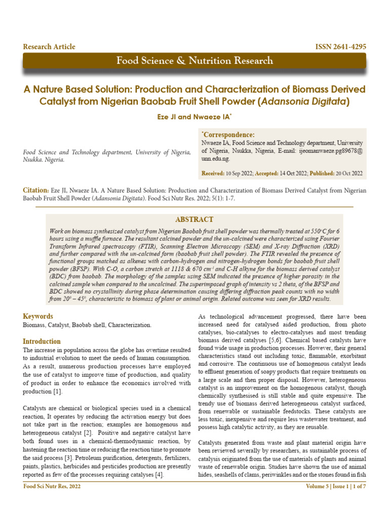 A Nature Based Solution: Production and Characterization of Biomass ...