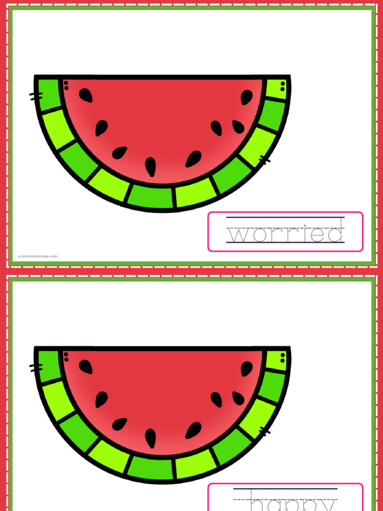 Watermelon Emotions Cut and Paste Activity | PDF