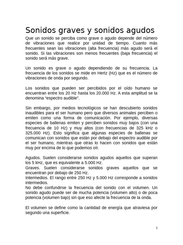 Sonidos Graves y Sonidos Agudos | PDF | Sonido | Hertz
