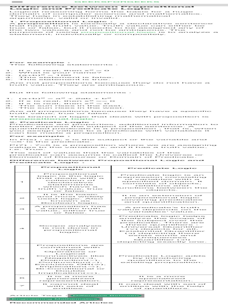 Difference Between Propositional Logic and Predicate Logic ... Difference Between Propositional Logic and Predicate Logic ...
