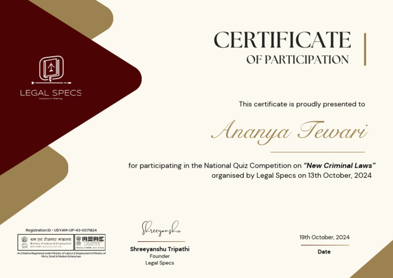 Certificates - Legal Specs | PDF