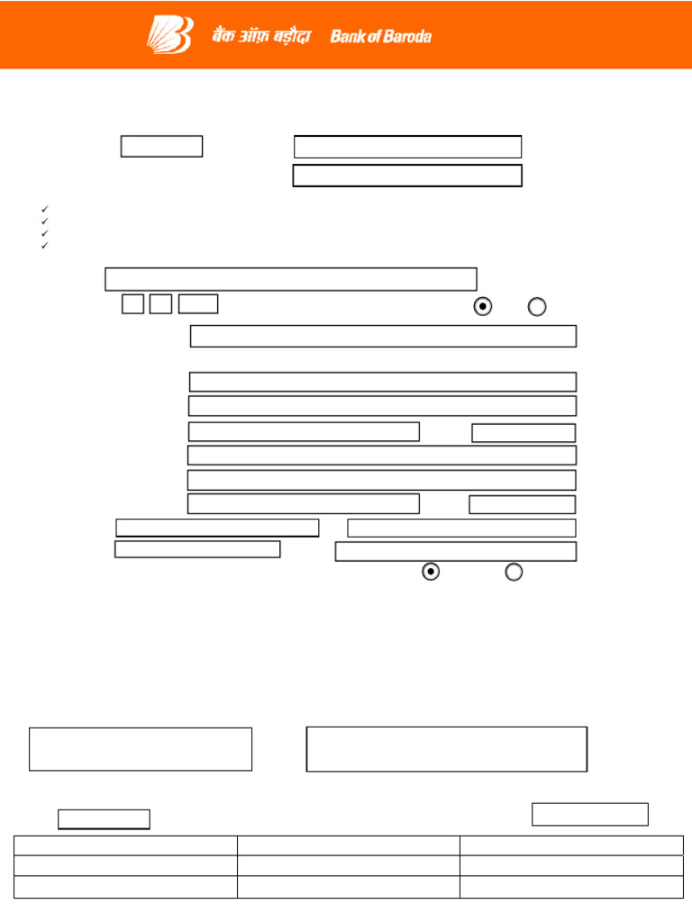 Bank of Baroda Debit Card Application Form | PDF | Debit Card ...