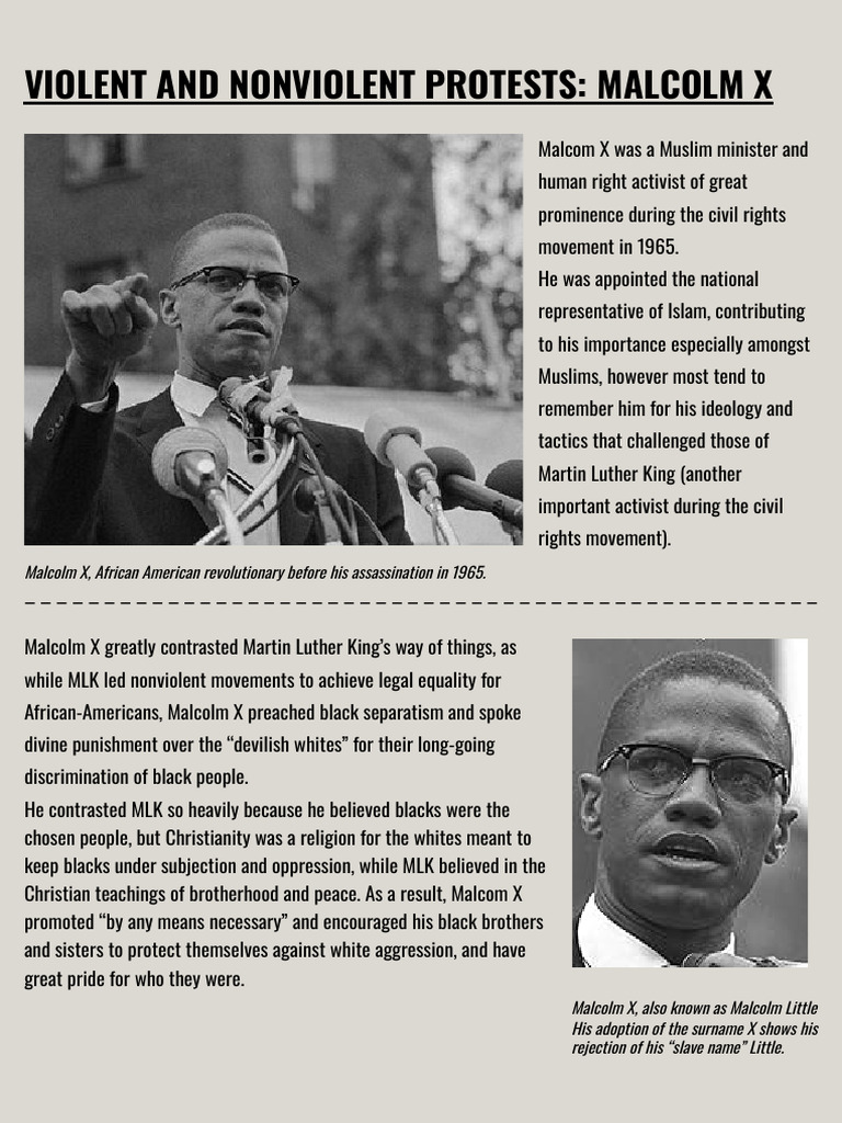 Violent and Non-Violent Protest - Malcom X | PDF | Malcolm X | Nonviolence
