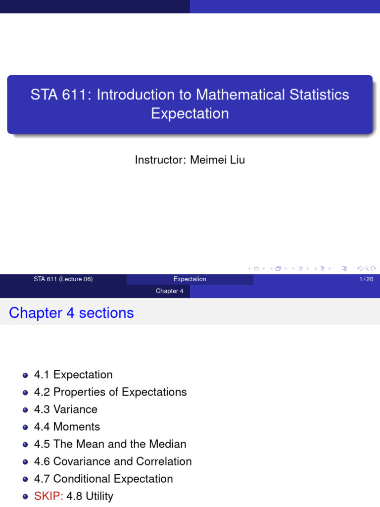 Lecture 06 | PDF | Expected Value | Variance
