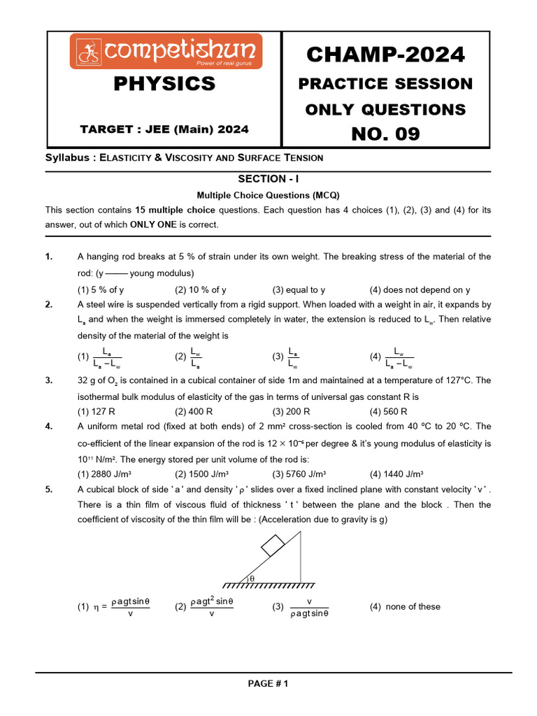 Elasticity - Viscosity - Surface Tension | PDF | Young's Modulus | Elasticity (Physics)