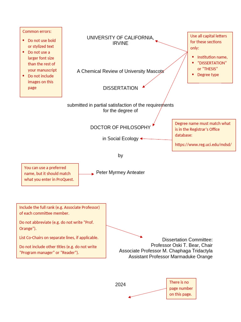 UCI Annotated Dissertation Template 2024 | PDF | Thesis