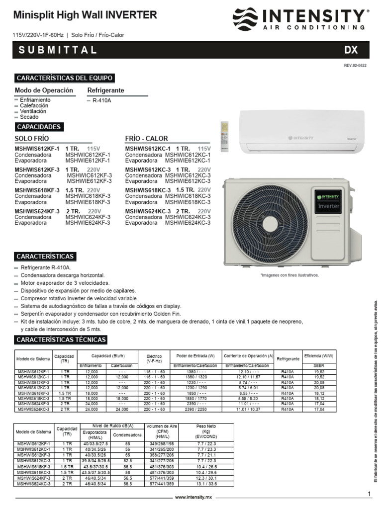 Manual de Minisplit Intensity | PDF | Automatización de edificios ...