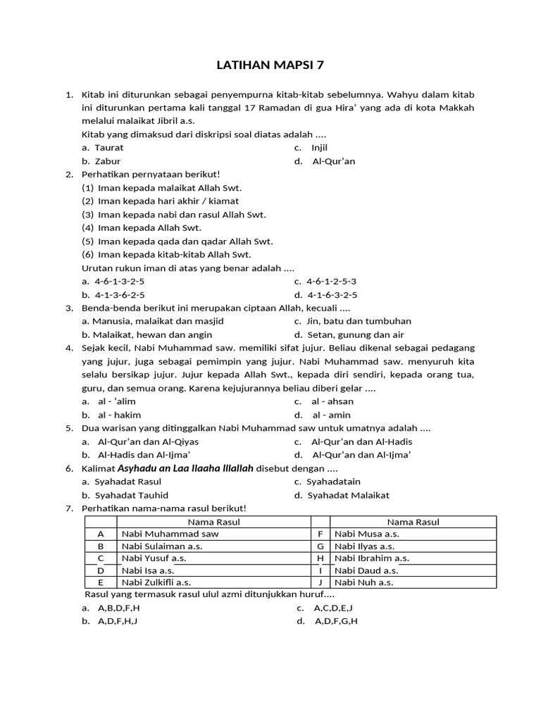 Latihan Mapsi 7 | PDF