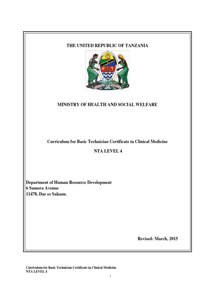 Curriculum NTA Level 4 Clinical Medicine | PDF | Educational Assessment ...