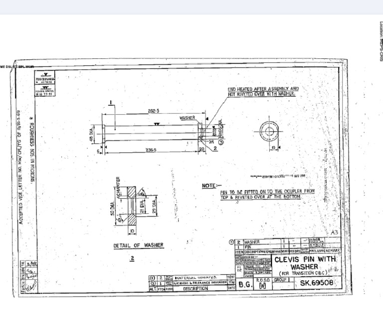 Clevis Pin and Washer Drawing (SK.69508) | PDF