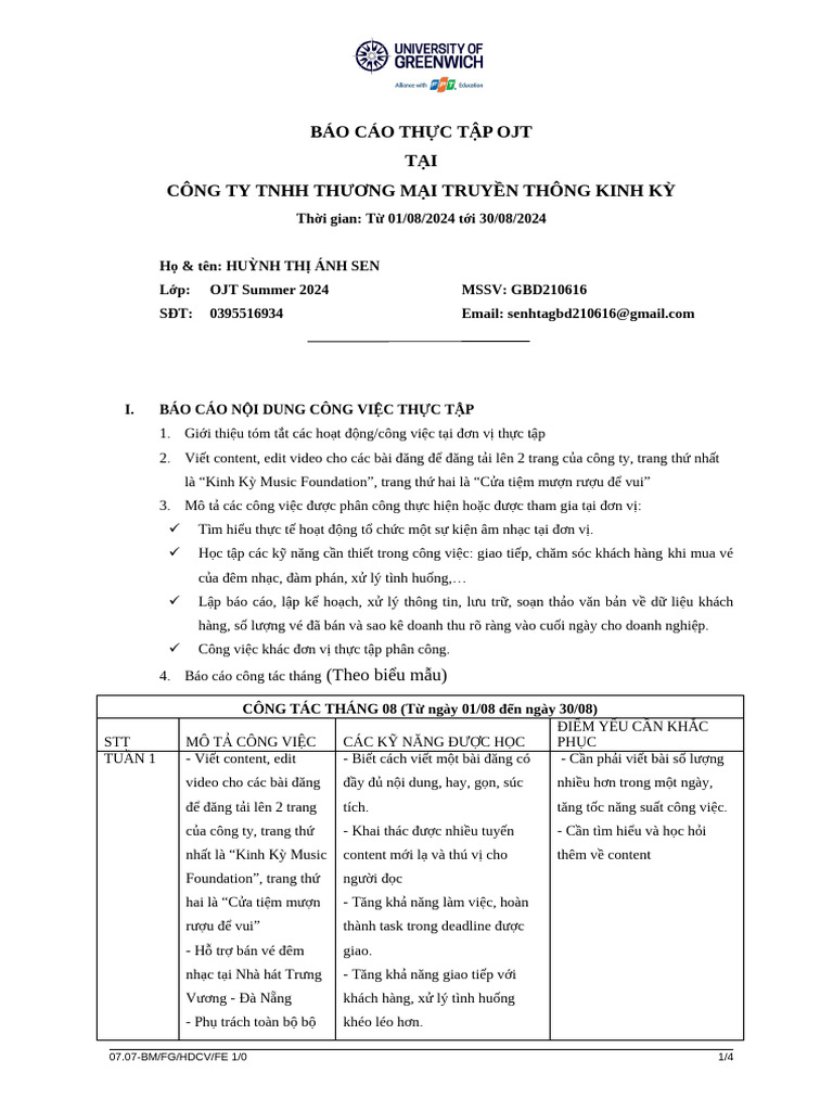 Bctt Thang 8- Huỳnh Thị Ánh Sen | PDF