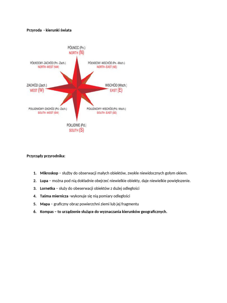 Przyroda - Kierunki Świata | PDF
