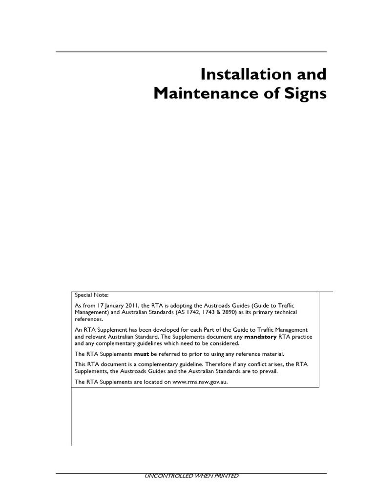 NSW Road Sign Installation Guidelines | PDF | Road | Traffic