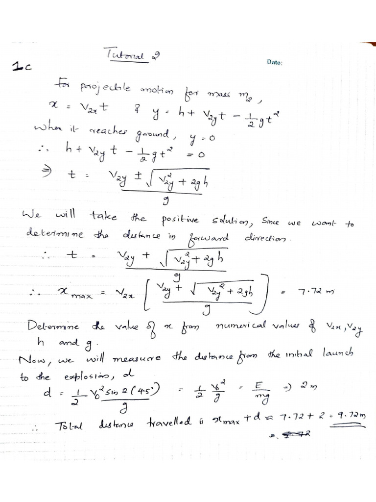Phy - Tutorial 2 - 1st Question 1-c | PDF