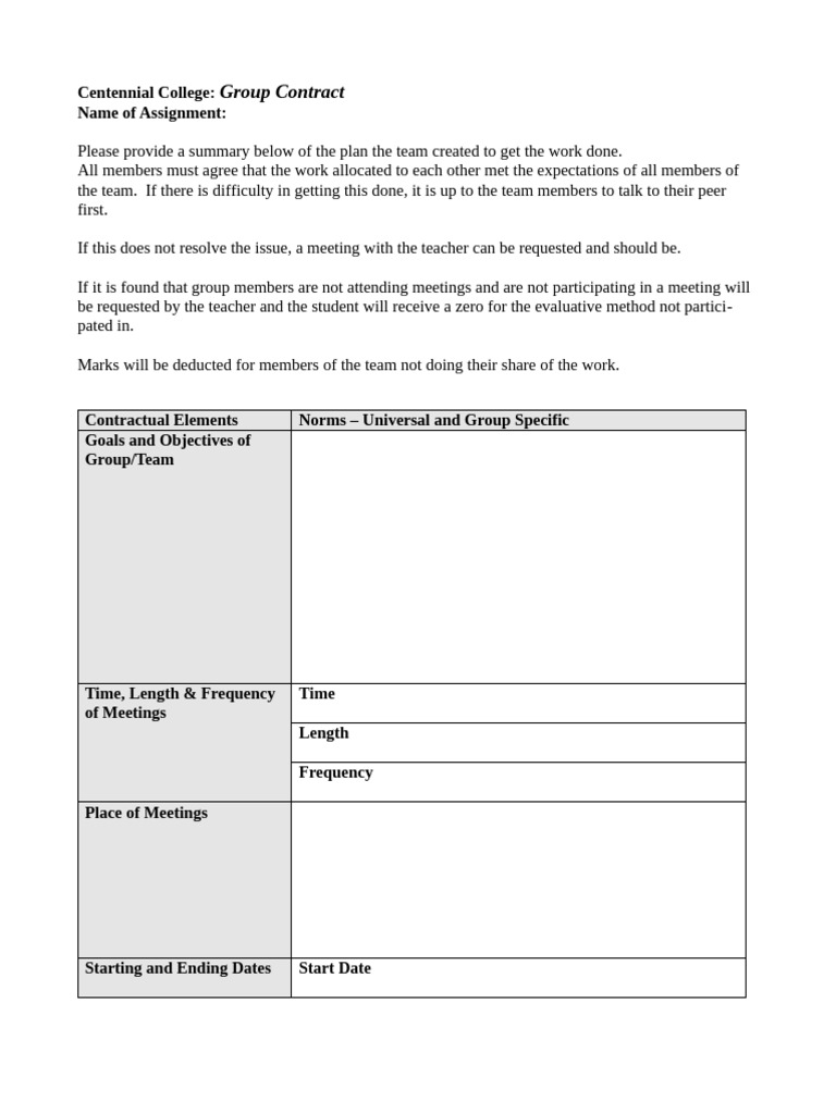 Group Contract | PDF
