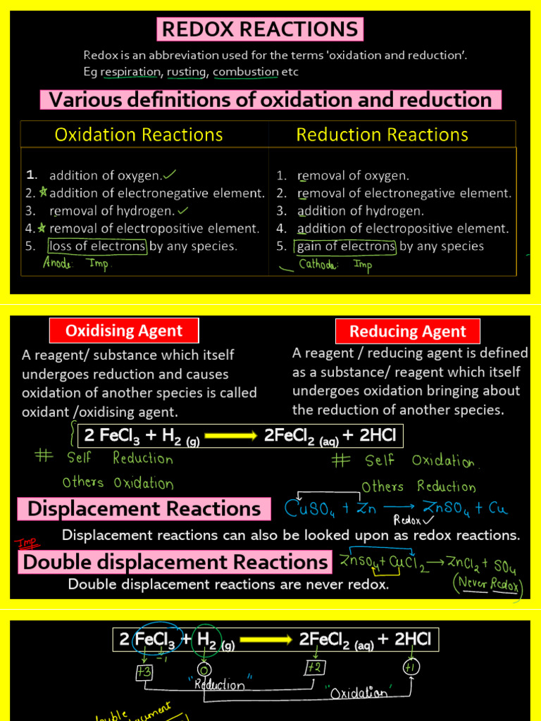 Redox One Shot Notes | PDF | Redox | Chemical Reactions