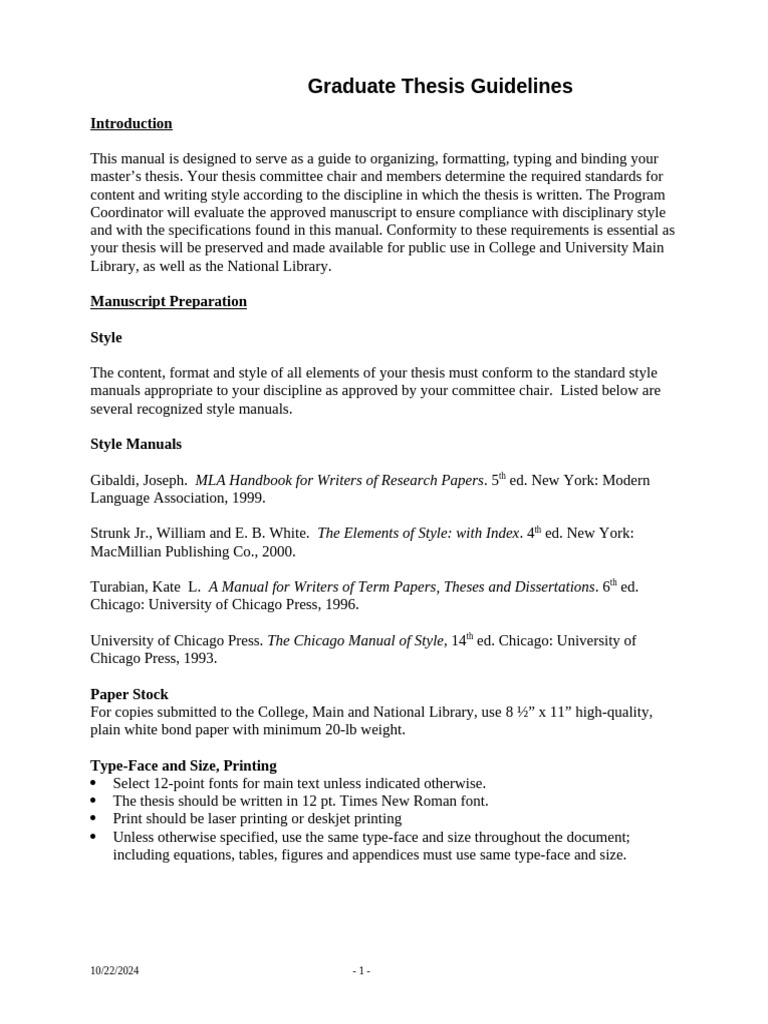 Thesisguidelines 20809 | PDF | Thesis | Note (Typography)