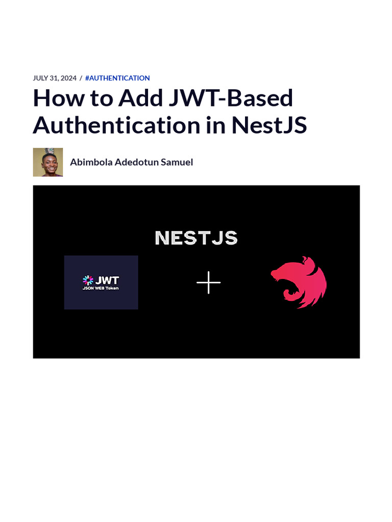 How To Add Jwt Based Authentication In Nestjs Pdf User Computing 6331