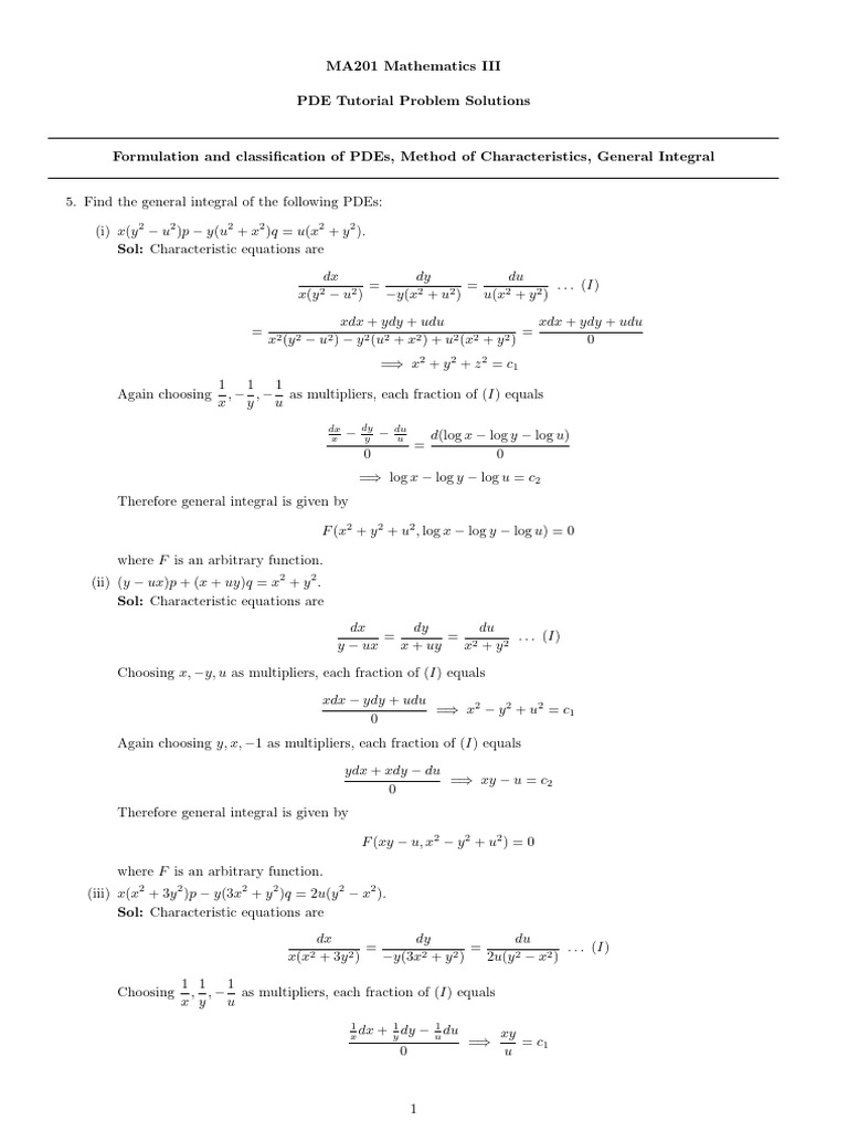 Tutorial2 Solution PDE - MA201 - AY2024 25 | PDF | Partial Differential Equation | Calculus