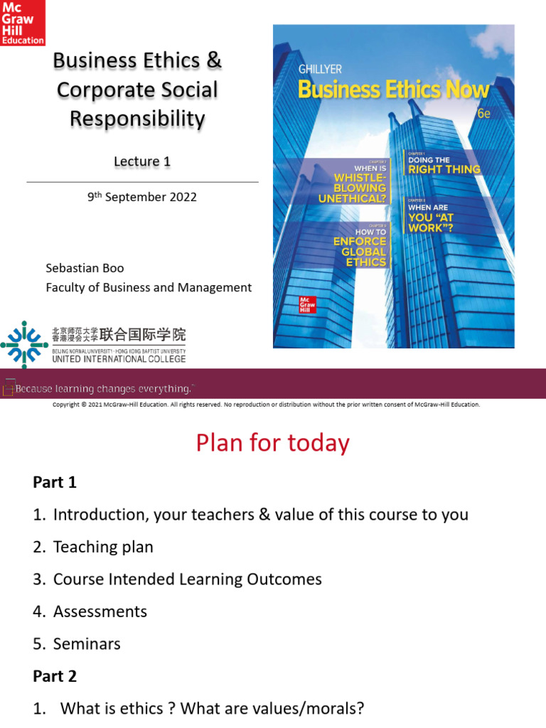 BECSR Week 1 PPT Sebastian Boo | PDF | Utilitarianism | Morality