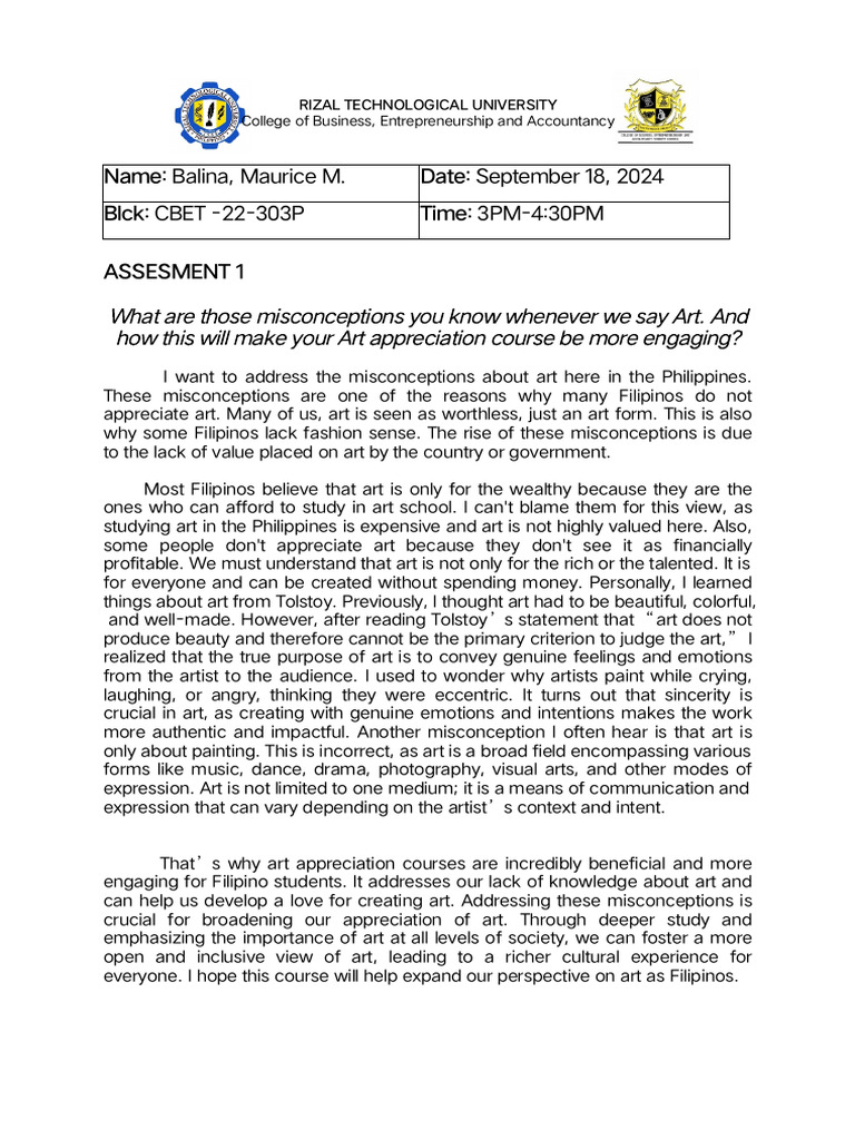 ART APPRECIATION | PDF | Liberal Arts Education | Cognition