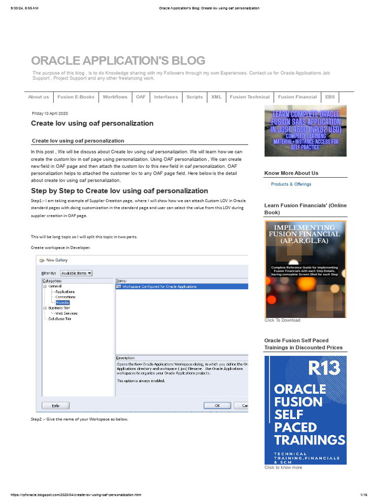 Oracle Application's Blog - Create Lov Using Oaf Personalization | PDF | Oracle Corporation ...