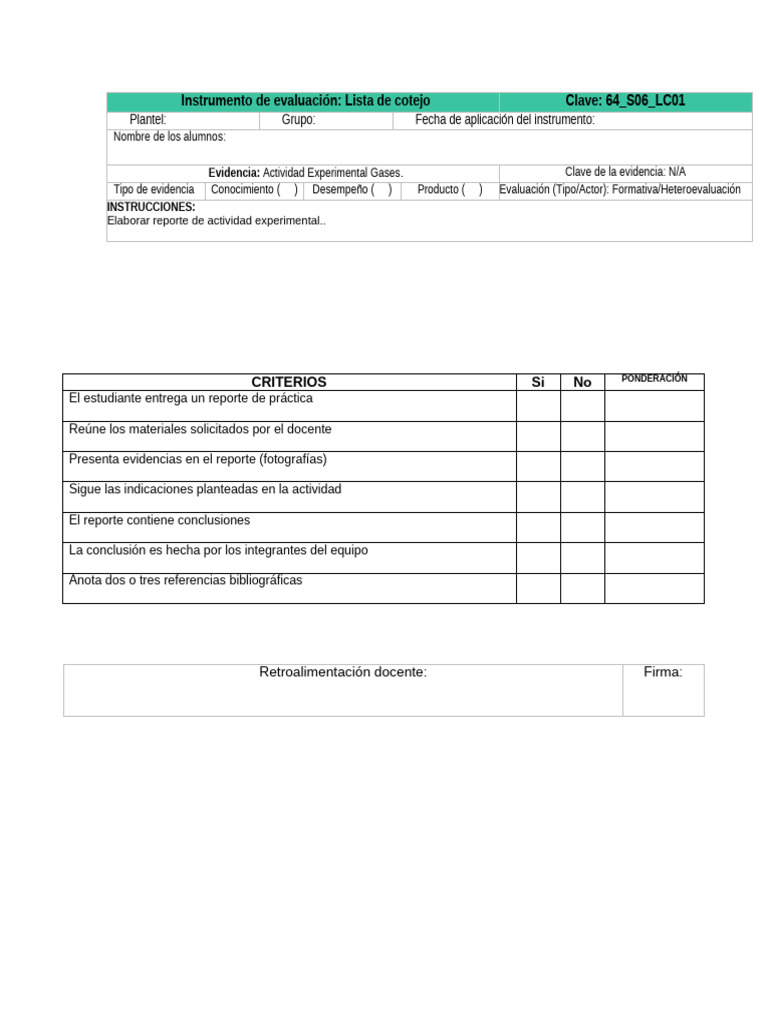 P6 - S06 - LC01 - Reporte Act. Expe-Gases. | PDF