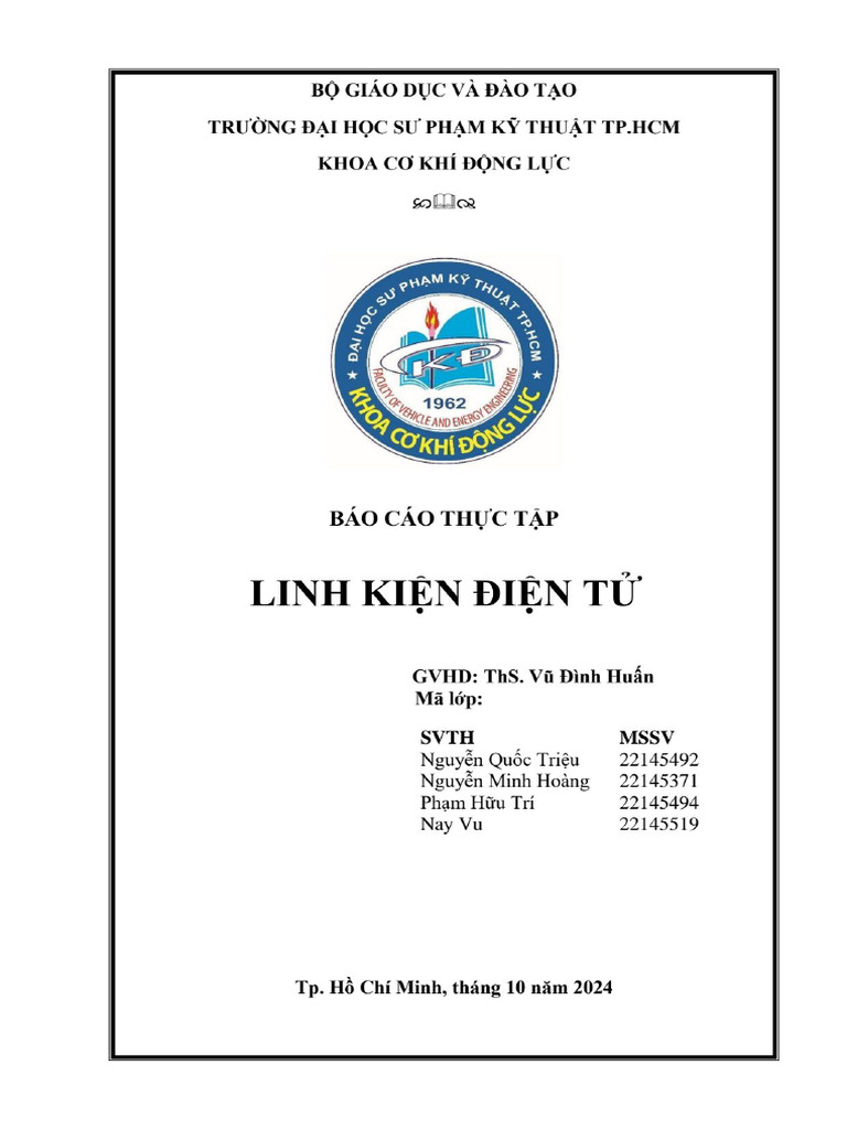 BCTT - Linh kiện điện tử - Nhóm-1 | PDF