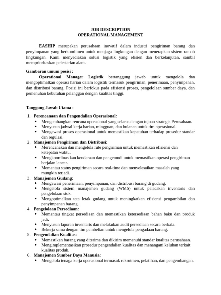 JOB DESCRIPTION | PDF