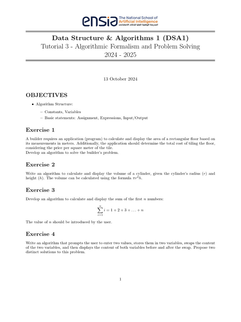 tutorial3 | PDF | Algorithms | Variable (Mathematics)