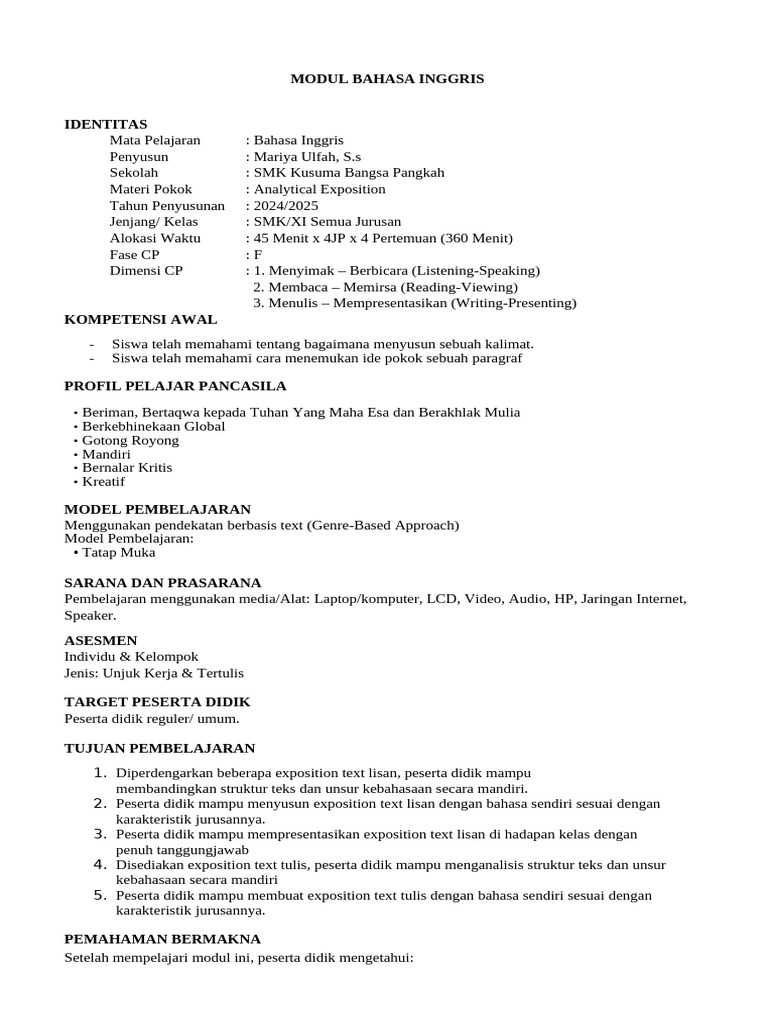 Modul 3 Analytical Exposition Pdf