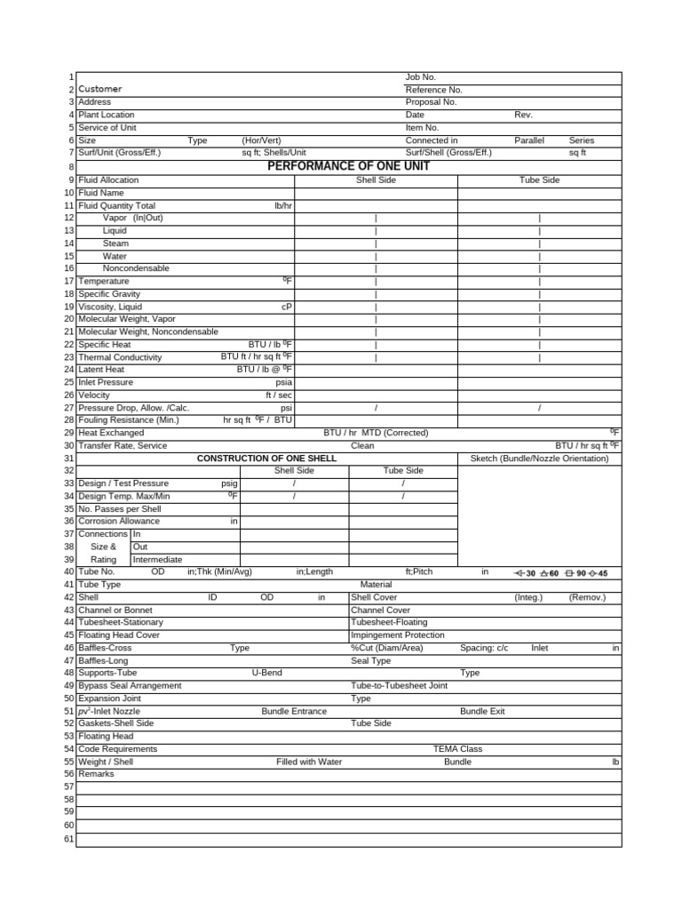 d. TEMA S&T Spec Sheet(2) | PDF | Heat Exchanger | Energy Technology