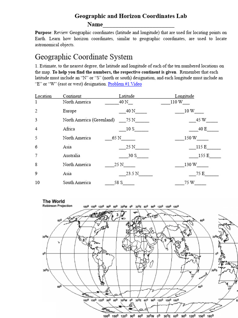 Geographic and Horizon Coordinates Online Lab | PDF | Latitude | Longitude