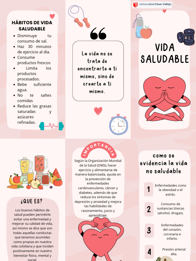 Folleto Tríptico Salud Mental y Bienestar Ilustrativo Rosa y Blanco ...