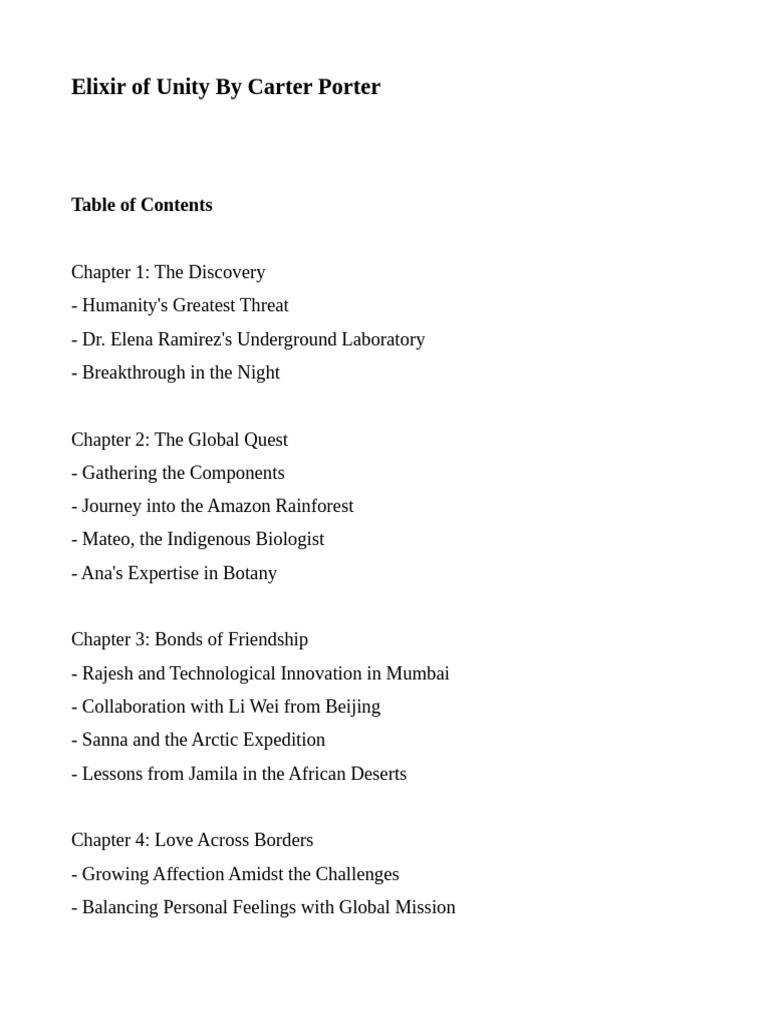 Elixir of Unity by Carter Porter | PDF