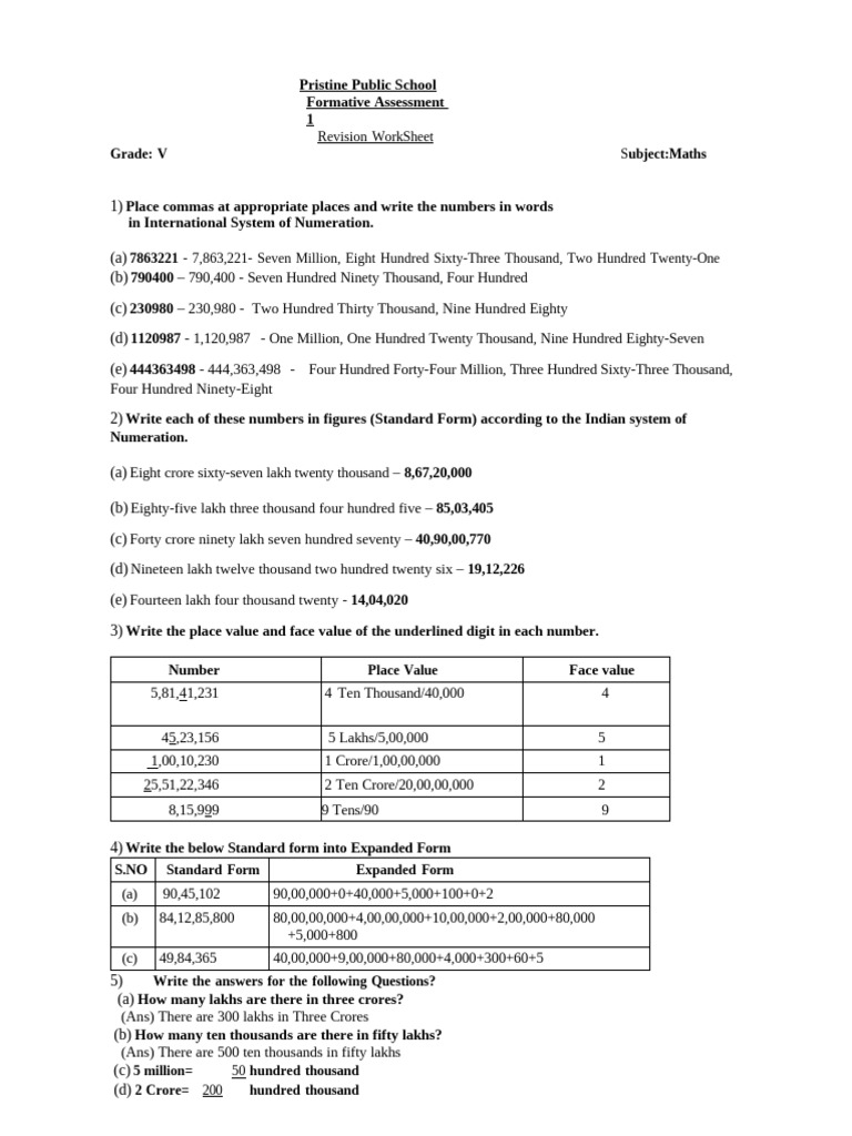 GRADE 5 WS (1)2 | PDF | Notation | Mathematics