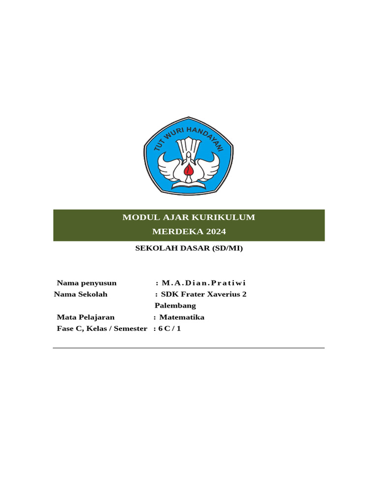 Modul Ajar Matematika Kelas 6 | PDF