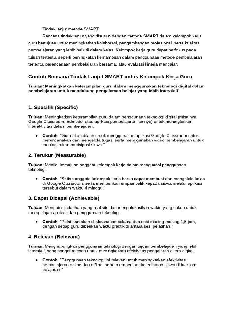 Tindak Lanjut Metode SMART 1 | PDF