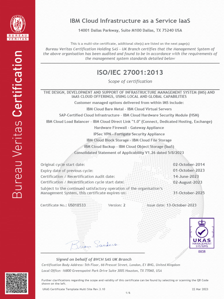 IBM Cloud IaaS ISO/IEC 27001 Certification | PDF | Cloud Computing | Ibm