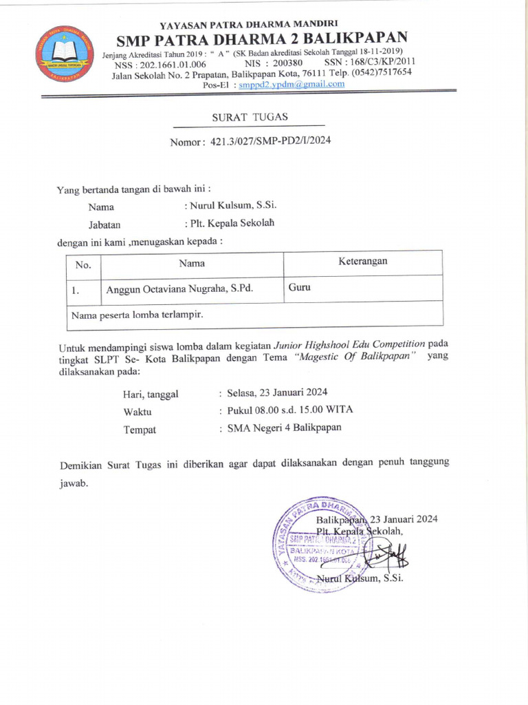 SURAT TUGAS ANGGUN | PDF SURAT TUGAS ANGGUN | PDF