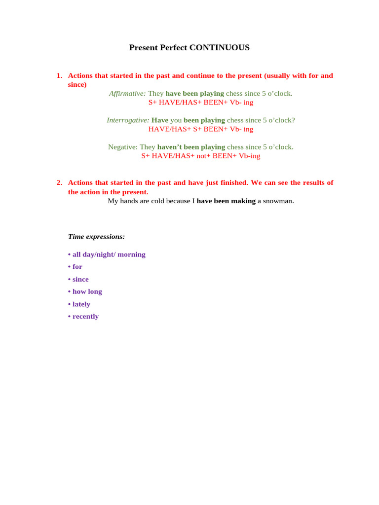 Present Perfect CONTINUOUS | PDF